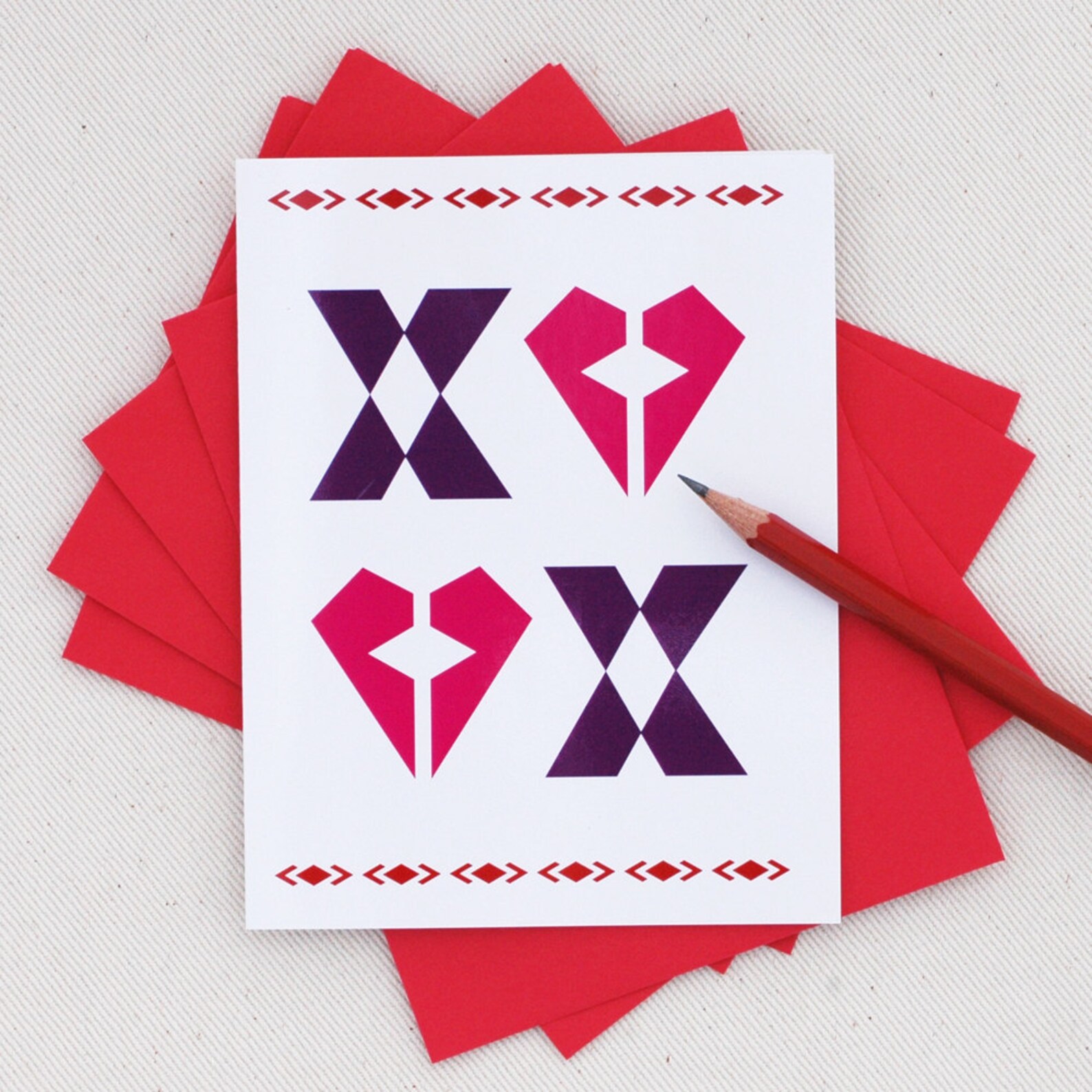 XOXO - Valentines Day - Valentine Cards With Hearts and Diamonds by Oh ...
