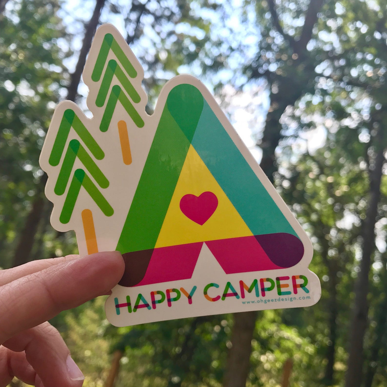 Happy Camper Sticker Sticker Happy Camper With Tent Trees - Etsy