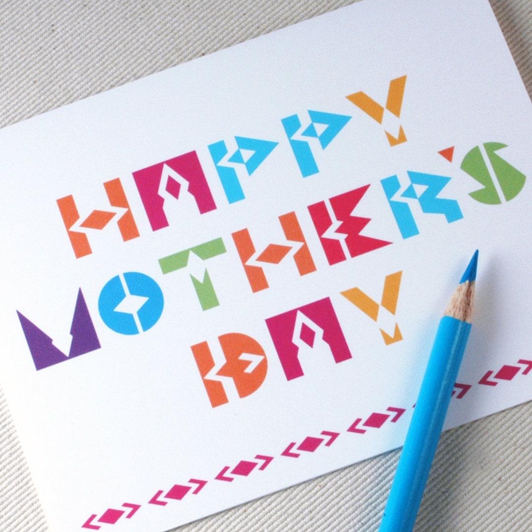 Geometric Happy Mother's Day Card - Oh Geez Design - Etsy