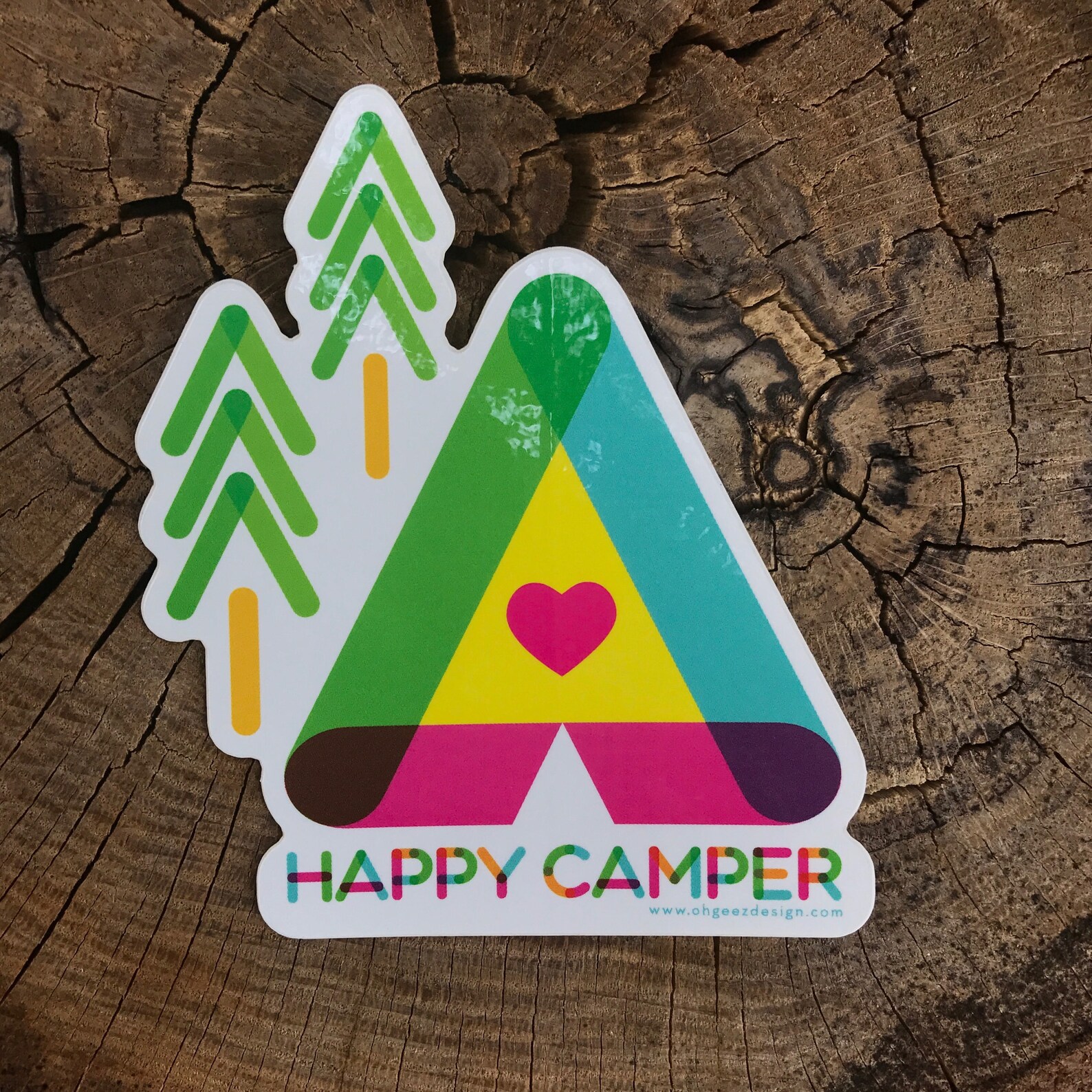 Happy Camper Sticker Sticker Happy Camper With Tent Trees - Etsy