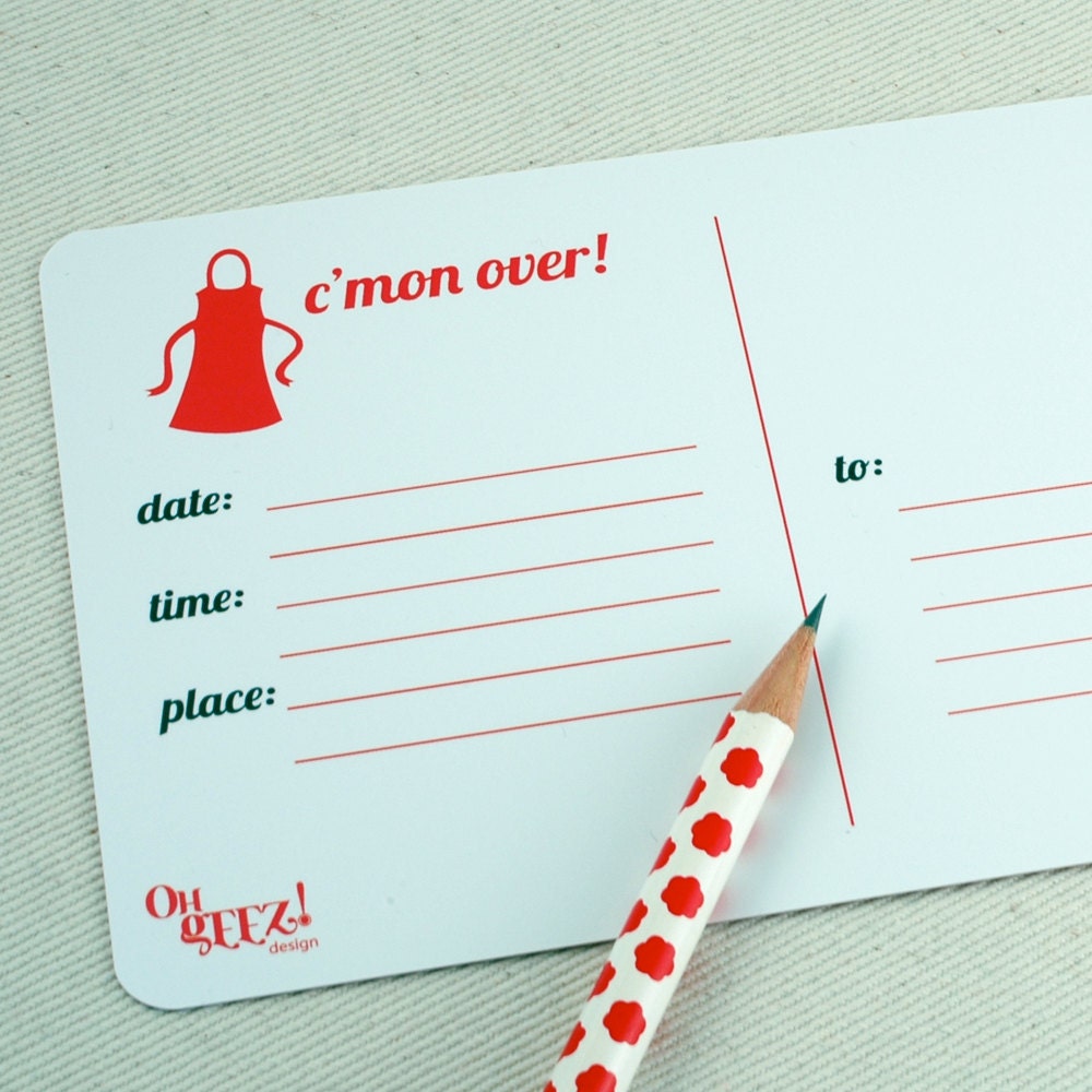 Dinner Party Invitations Postcard Set Kiss the Cook Set of | Etsy