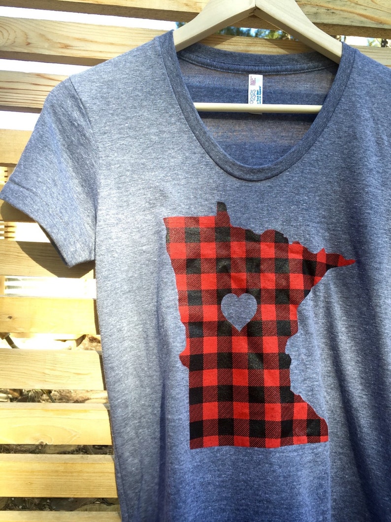 Women's Minnesota Love Flannel Tshirt Screen Printed | Etsy