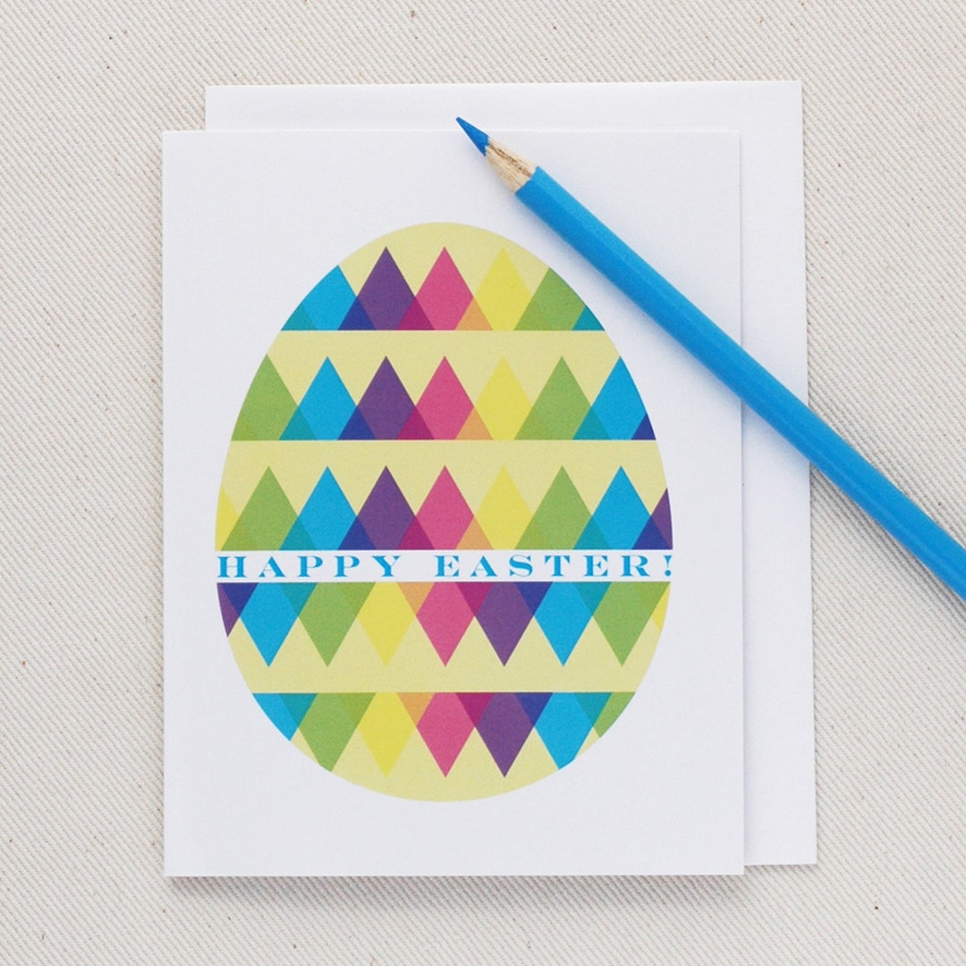 Modern Easter Card - Happy Easter Greeting Card - Easter Egg Colorful ...