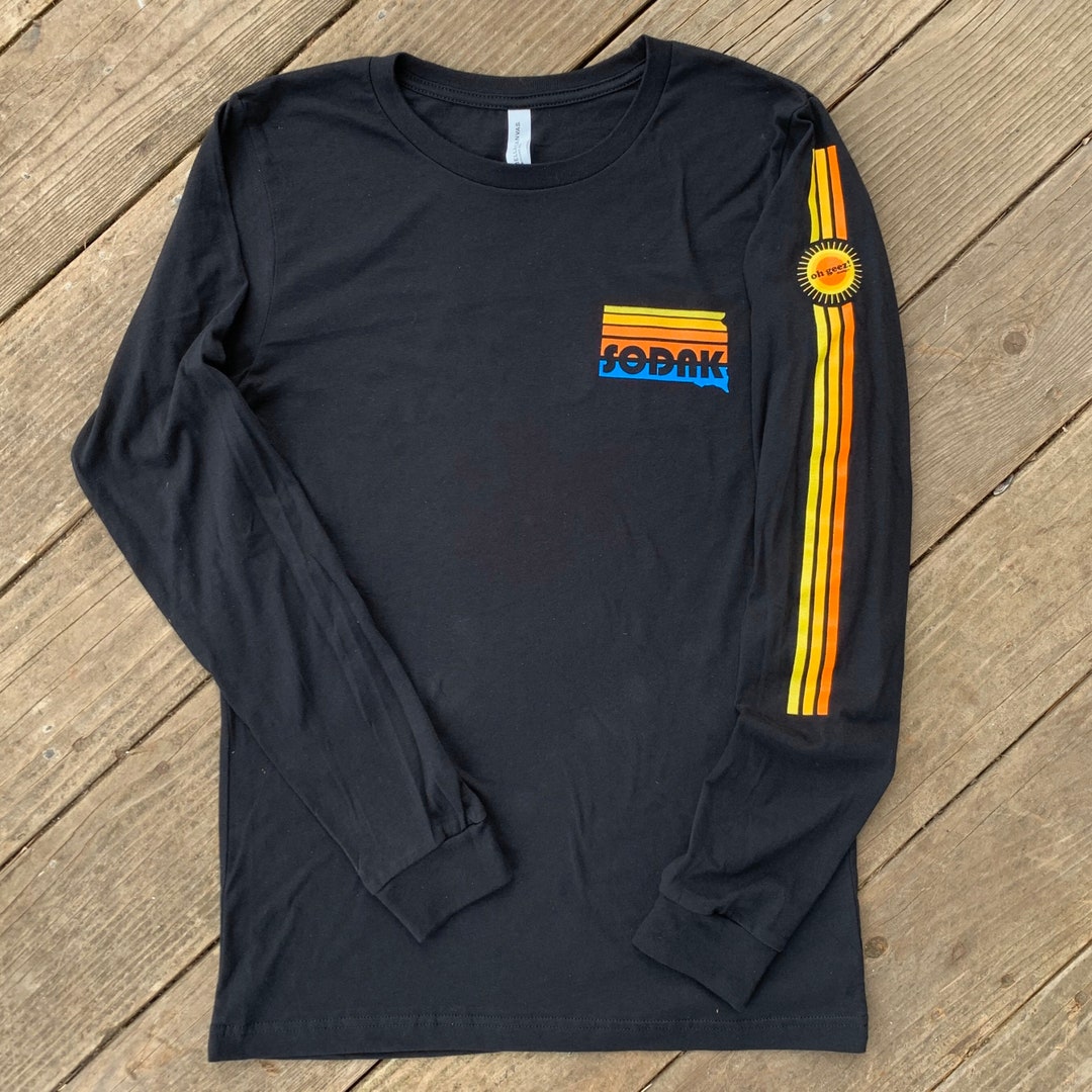 Sodak Sunset Black Long Sleeve Tee With Sleeve Print- Unisex Black ...