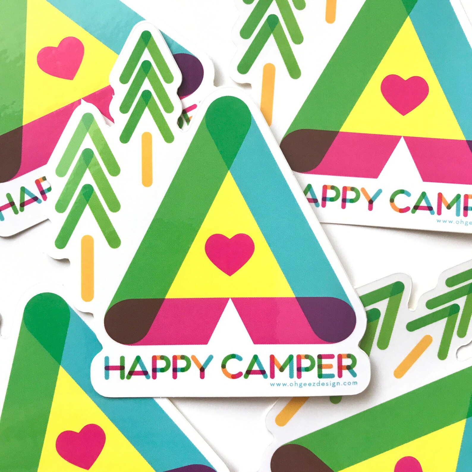 Happy Camper Sticker Sticker Happy Camper With Tent Trees - Etsy