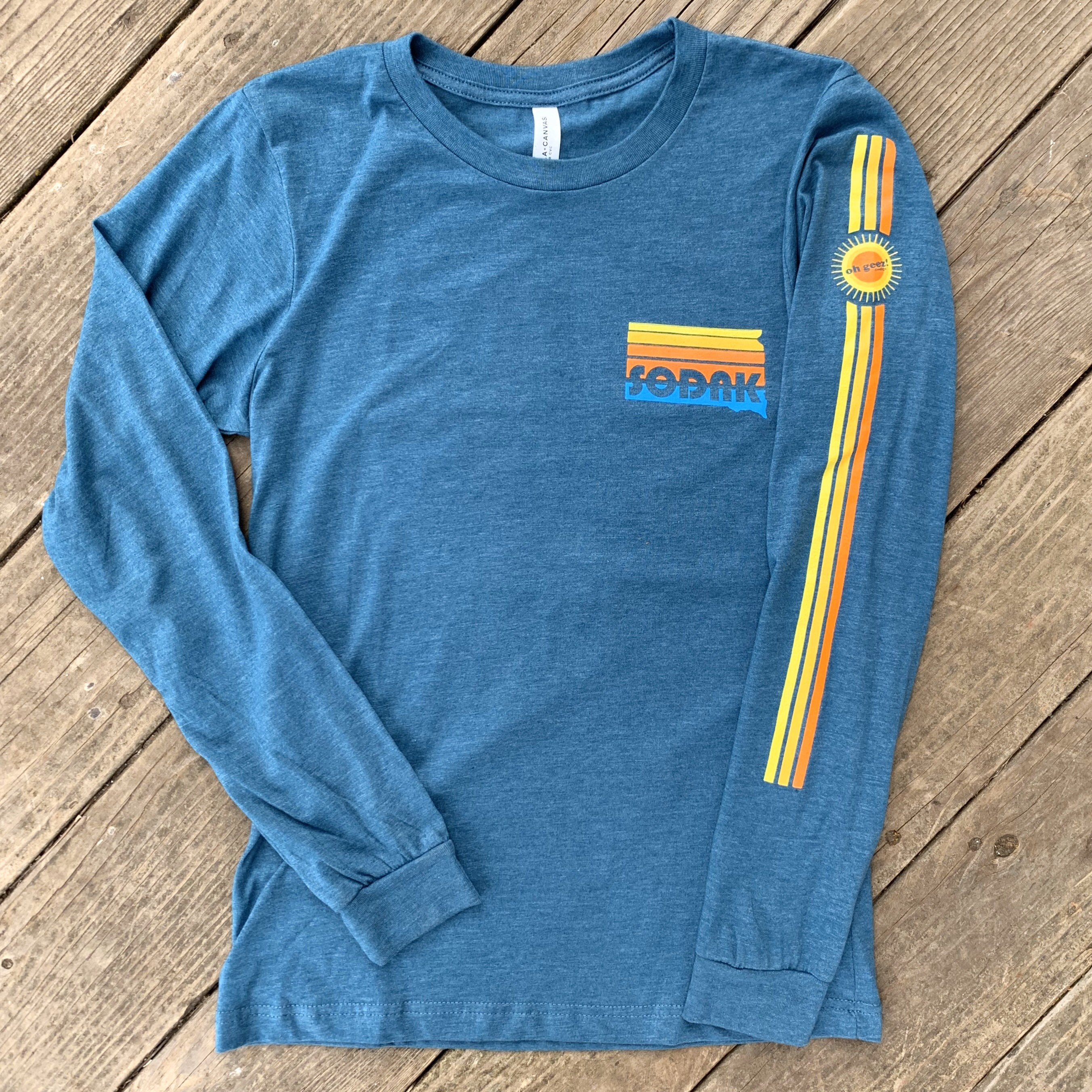 SoDak Sunset Black Long Sleeve Tee with Sleeve Print Unisex | Etsy