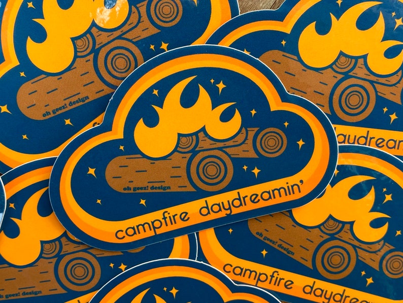 Campfire Daydreamin' Sticker Retro Camping Sticker | Etsy