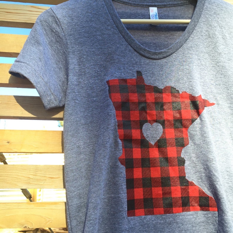 Women's Minnesota Love Flannel Tshirt Screen Printed | Etsy