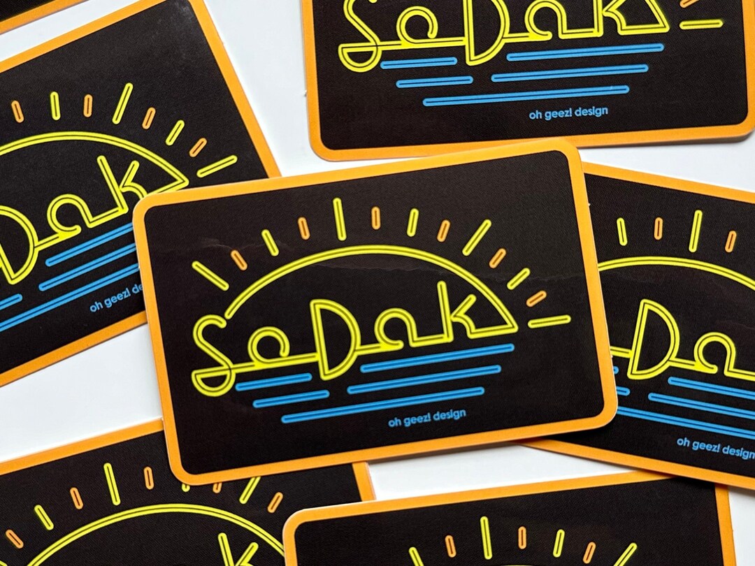 Sodak Neon Sun Sticker by Oh Geez! Design - South Dakota Neon Sun Decal ...