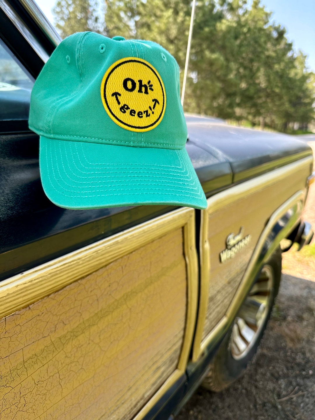 Oh Geez Design Smiley Dad Hat Oh Geez Smiley Face Patch Strapback Cap ...