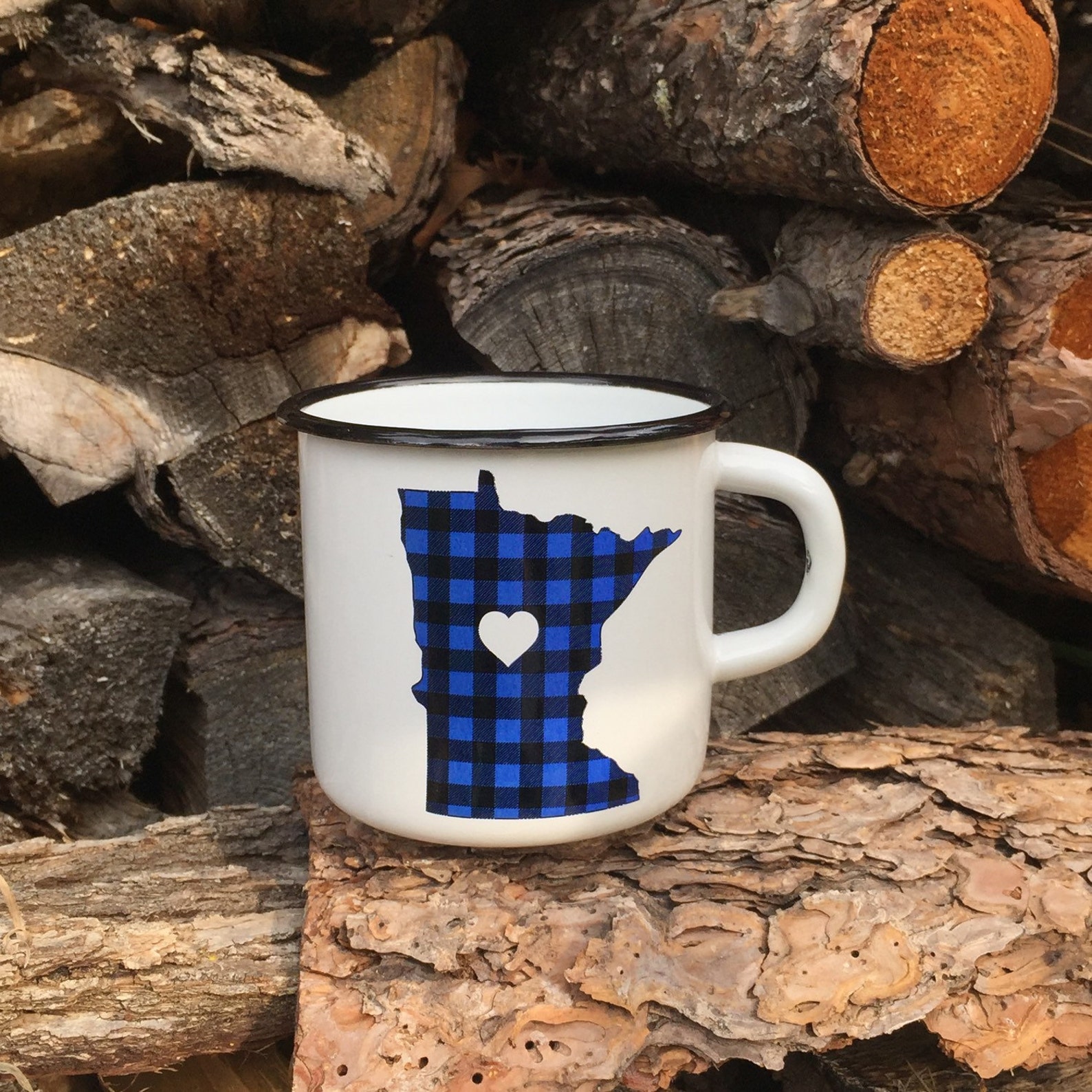 Camping Mug Minnesota Flannel Enamel Camp Mug Minnesota - Etsy