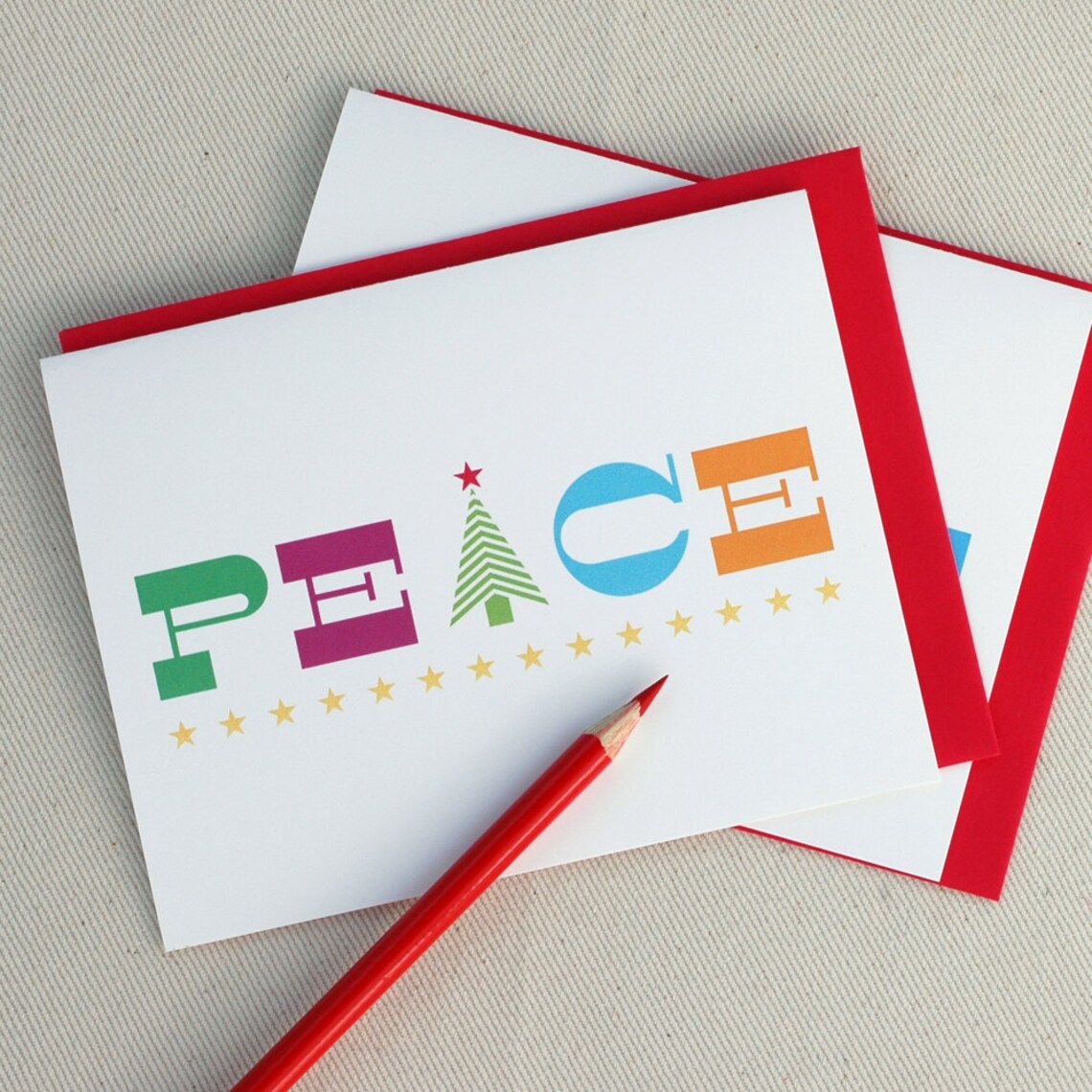 Holiday Cards Set Joy Bright Christmas Cards Set of 6 - Etsy