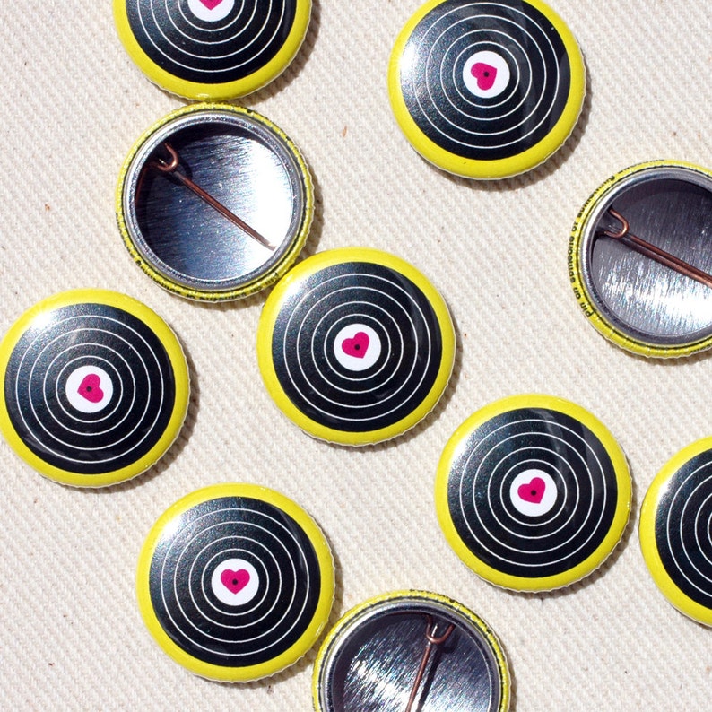 I Love Vinyl Pinback Button - Record One Inch Badge by Oh Geez Design ...