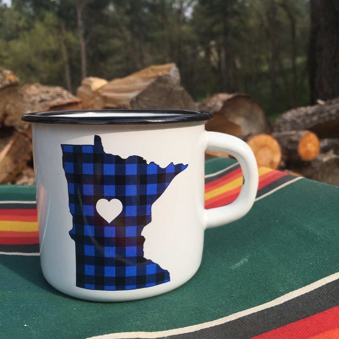 Camping Mug Minnesota Flannel Enamel Camp Mug Minnesota - Etsy