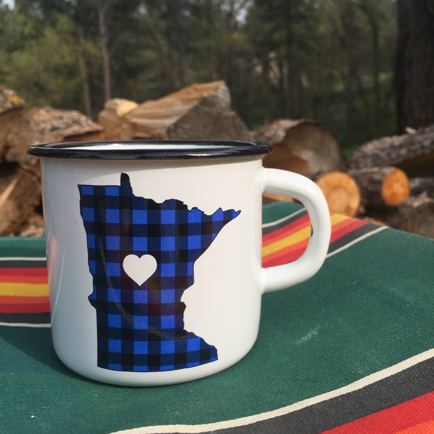 Camping Mug Minnesota Flannel Enamel Camp Mug Minnesota | Etsy
