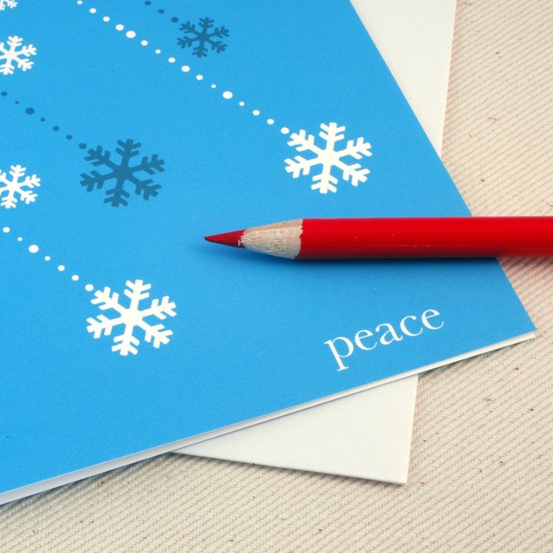 Christmas Card - Peace & Snowflakes Square Holiday Card by Oh Geez ...