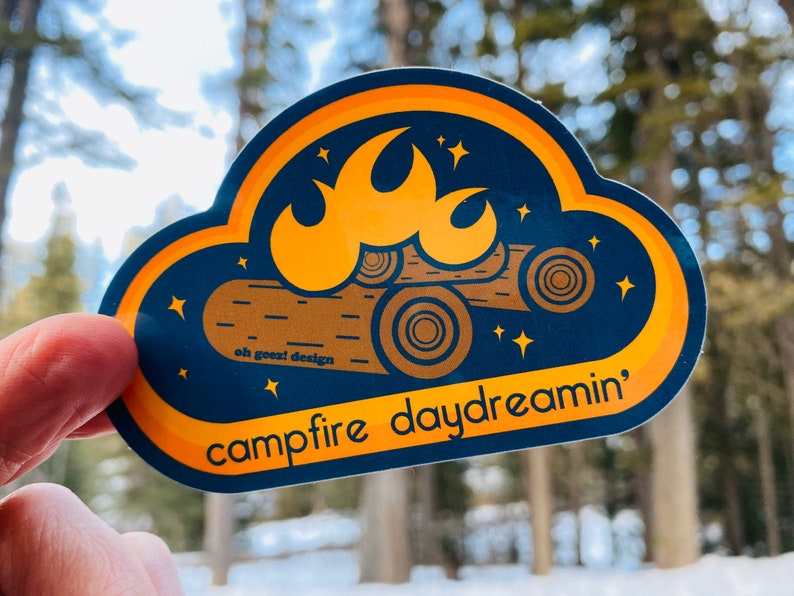 Campfire Daydreamin' Sticker Retro Camping Sticker | Etsy