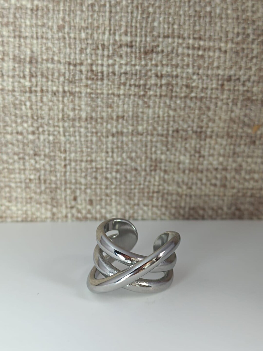 Crossed Rings Ring, Silver Color, Stainless Steel - Etsy