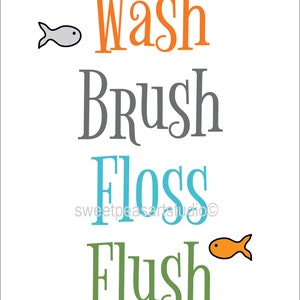 Fish Bathroom Wall Art Prints, Bathroom Rules Decor for Children's ...