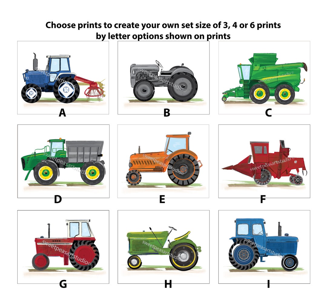 Tractor Wall Art Decor, Farm Tractor Artwork for Boy Tractor Bedding - Etsy
