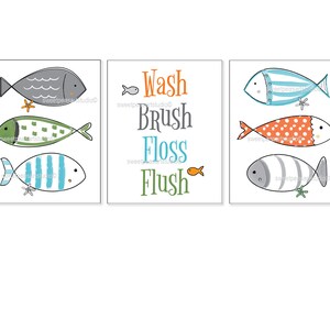 Fish Bathroom Wall Art Prints, Bathroom Rules Decor for Children's ...