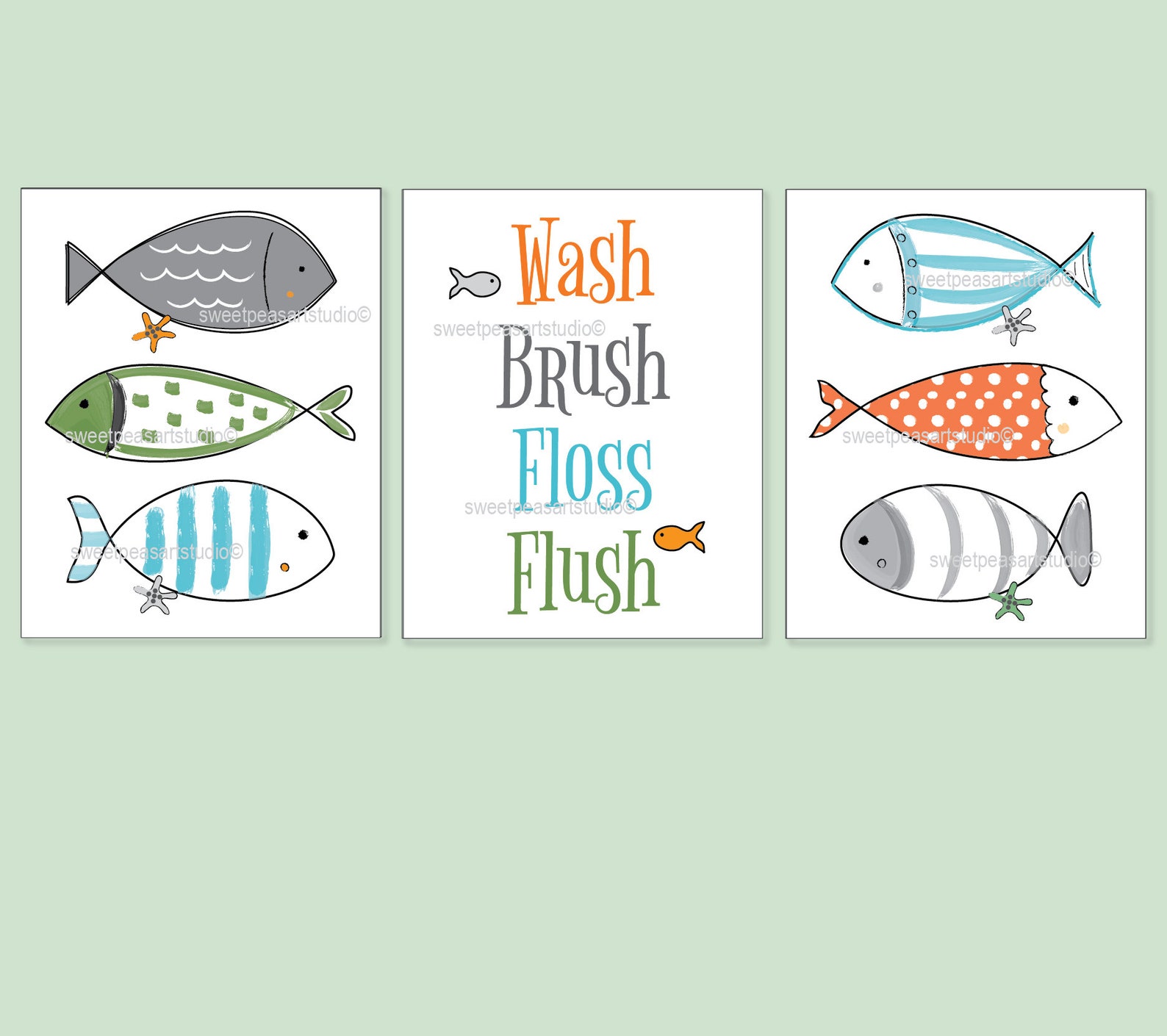 Fish Bathroom Wall Art Prints Bathroom Rules Decor for - Etsy