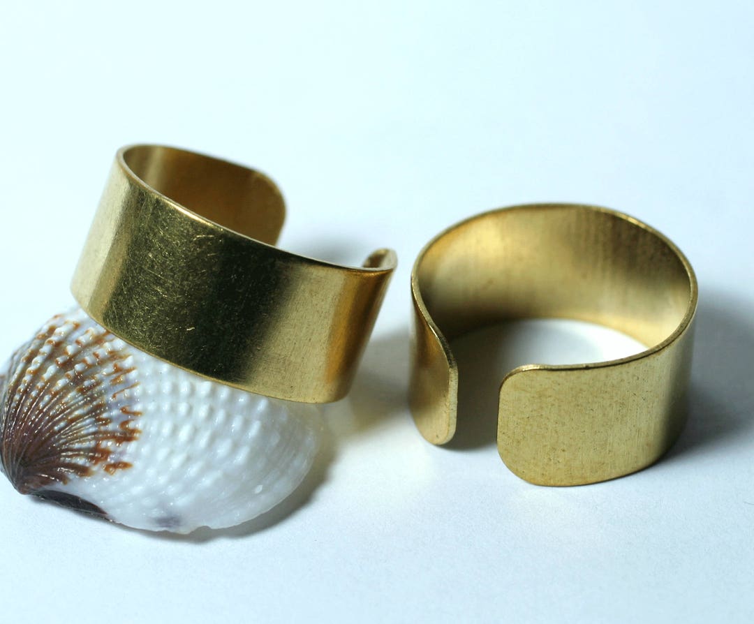Solid Brass Adjustable Band Ring Blank Fit Size 8 to 9 Ring Width 10mm ...