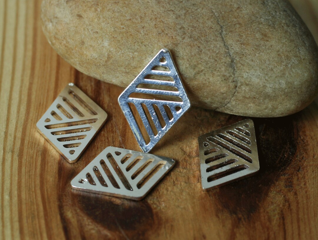 Diamond Shape Drop Dangle Charm Size 19x13mm, Gold, Silver, Rose Gold ...