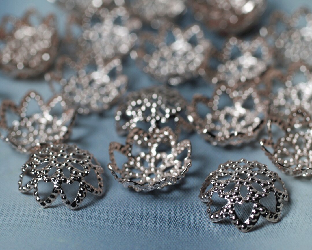 Filigree Bead Cap 12mm, Antique Brass, Copper, Silver - Etsy
