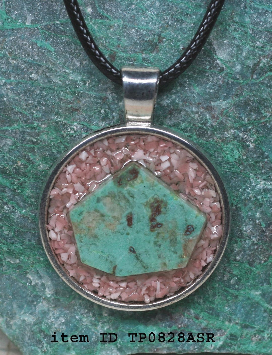 Turquoise Pendant, Apatite Pendant, Mosaic Pendant, Worry Stone Pendant ...