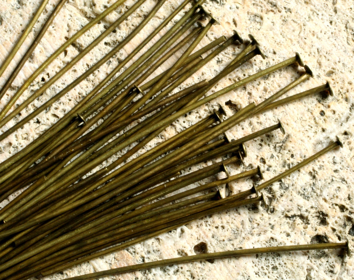 Antique brass pin select type length thickness and quantity | Etsy