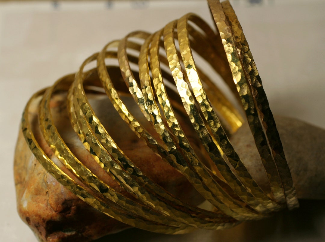Stacking Bangles Set, Bangle Bracelets, Hammered Bangles, Medium to ...
