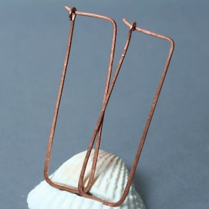 Handmade Hammered Rectangle Hoops, Size 55x15mm, Select Your Color and ...