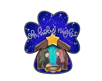Door Hanger Template oh Holy Night Nativity - Etsy