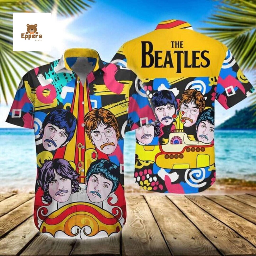 The Beatles Yellow Submarine Button Shirt, Beatles Graphic Hawaiian ...