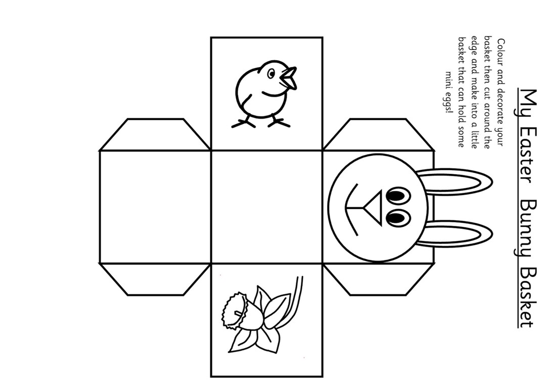 Easter Bunny Basket Kids Craft | Printable - Etsy