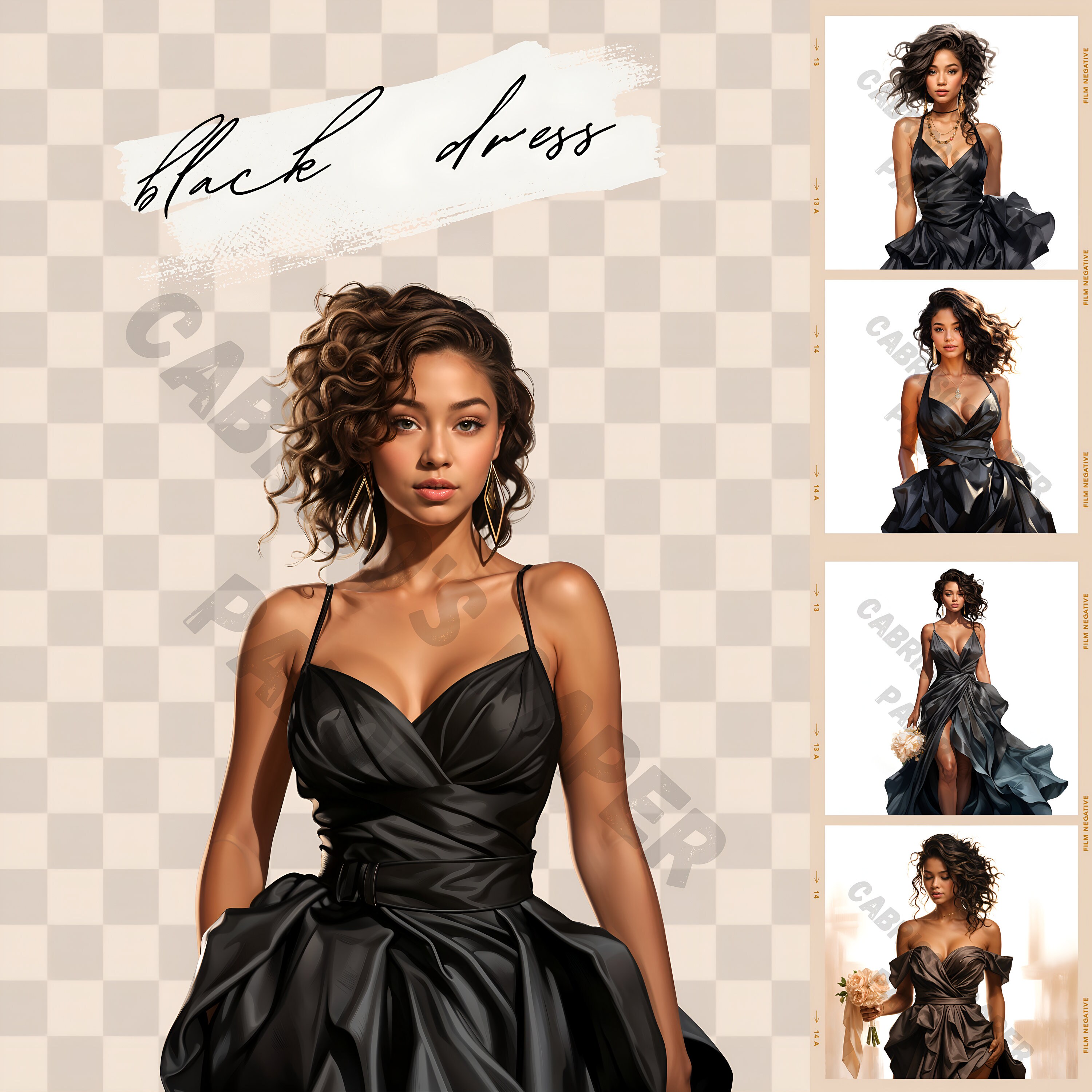 Little Black Dress Watercolor Clipart Bundle, Transparent Png,digital ...