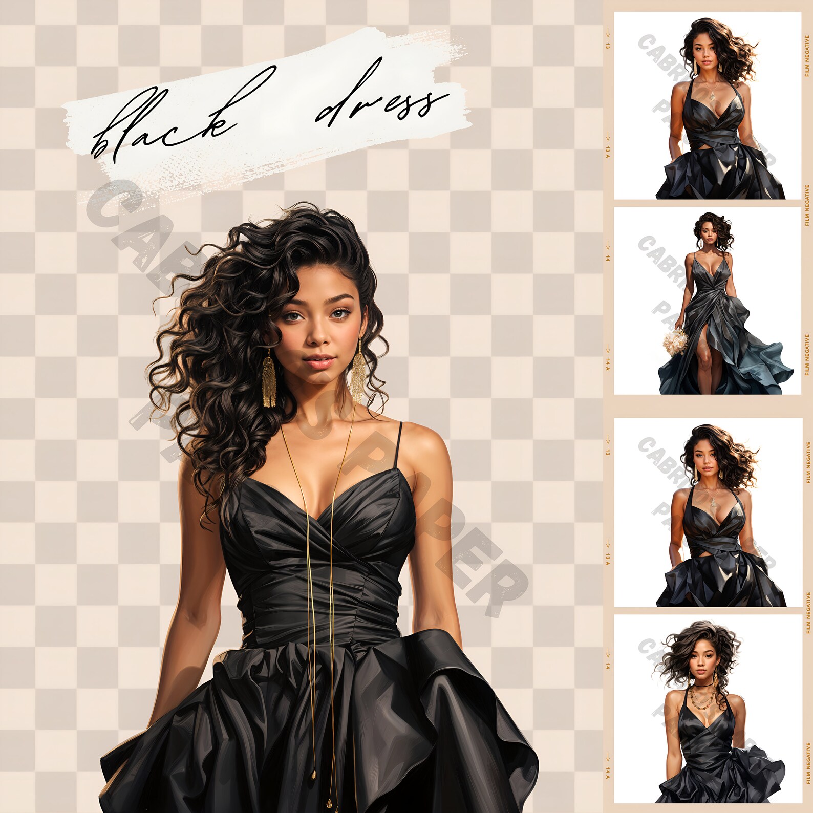 Little Black Dress Watercolor Clipart Bundle, Transparent Png,digital ...