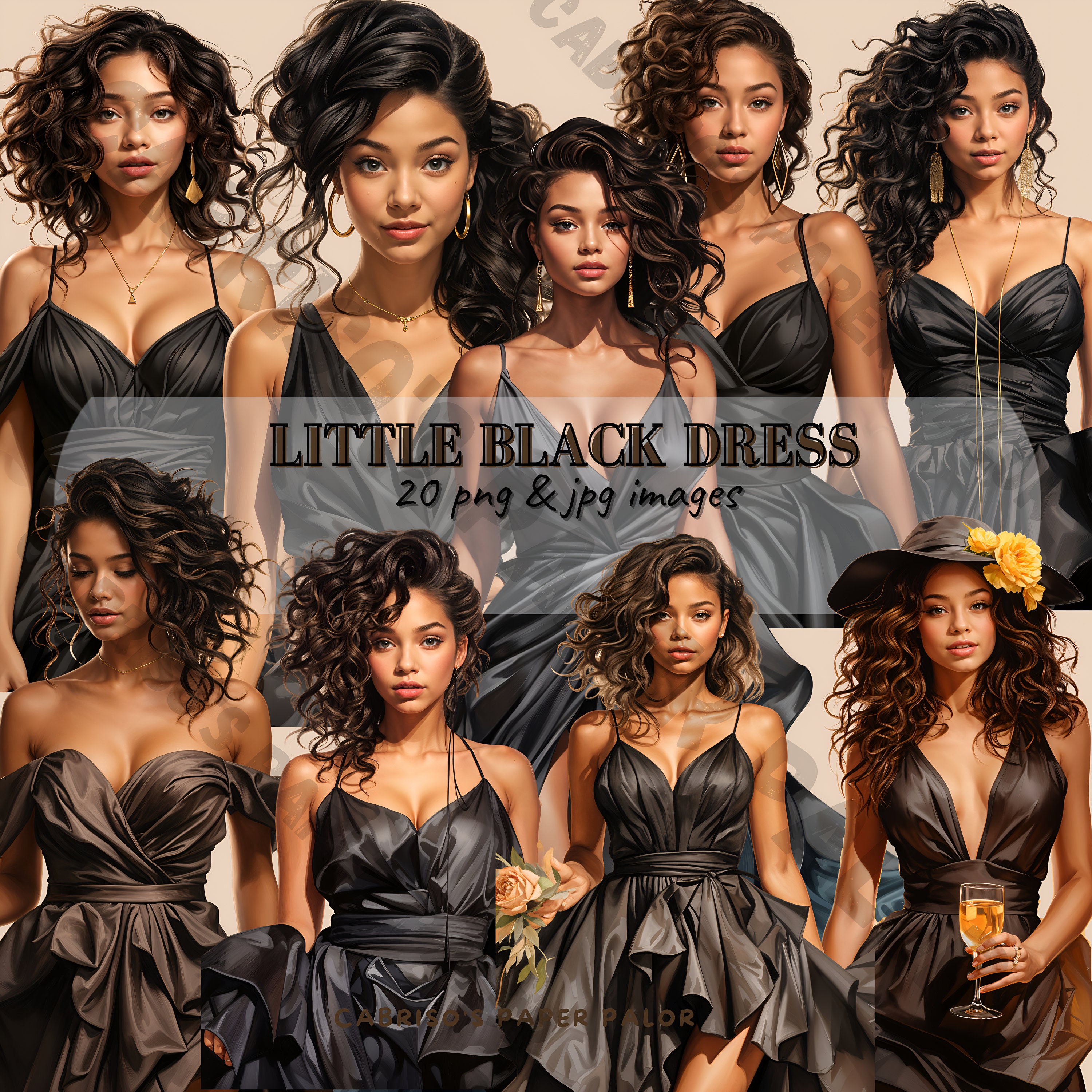 Little Black Dress Watercolor Clipart Bundle, Transparent Png,digital ...