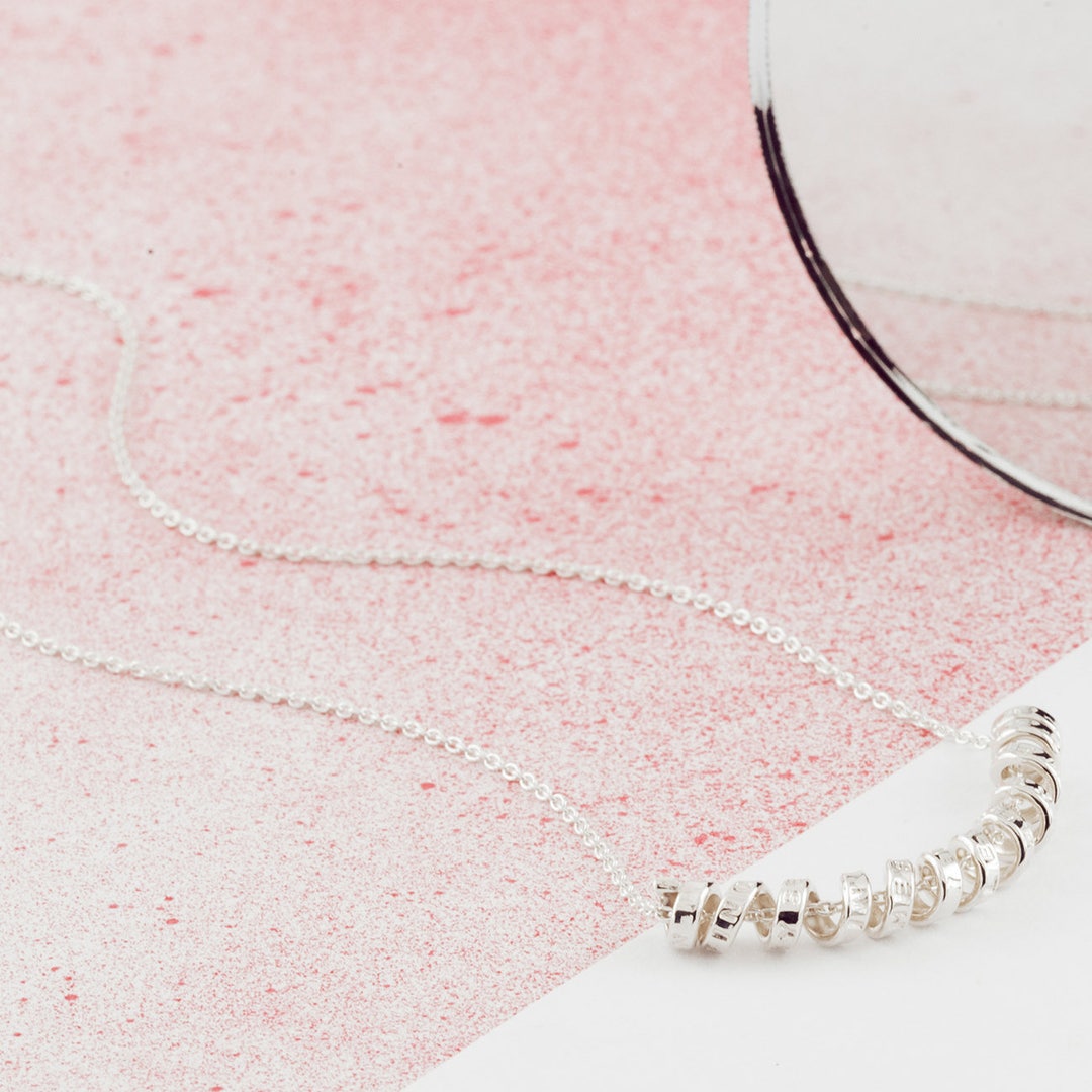 Personalised Silver Scroll Smile Necklace | Unique Gift for Her ...