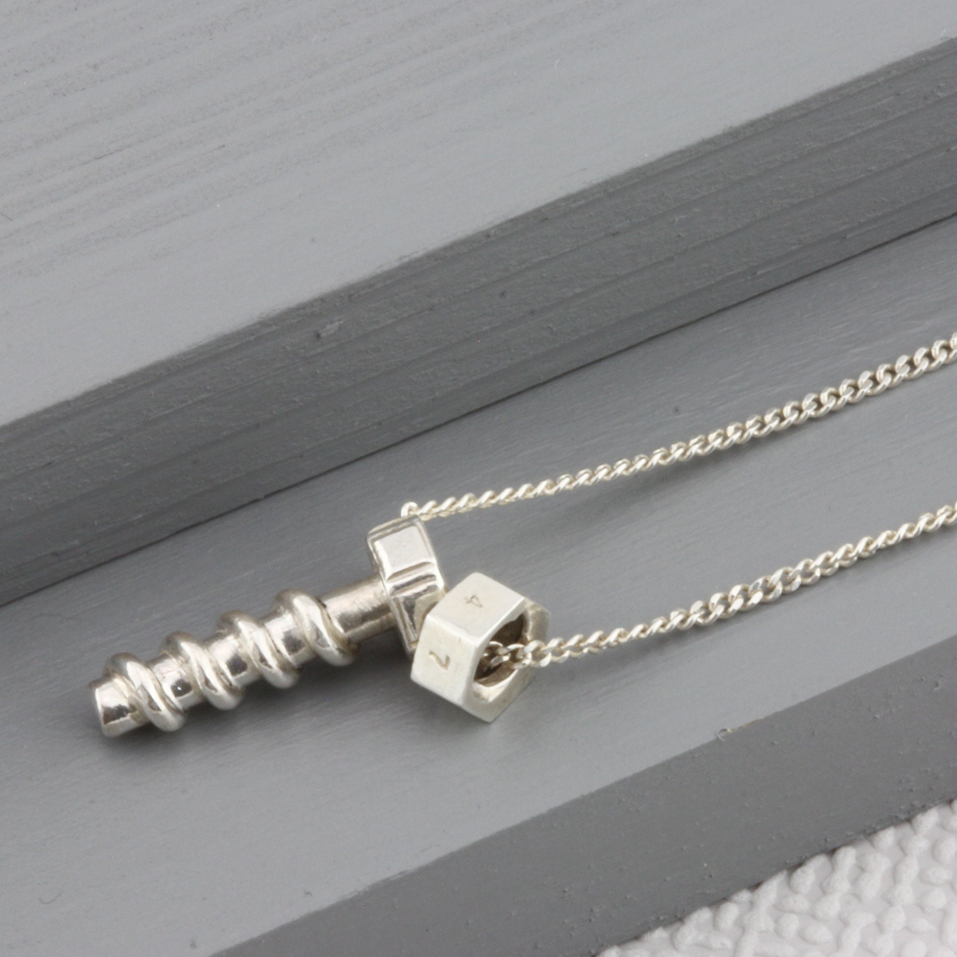 Baby Nut & Bolt Personalised Necklace - Etsy