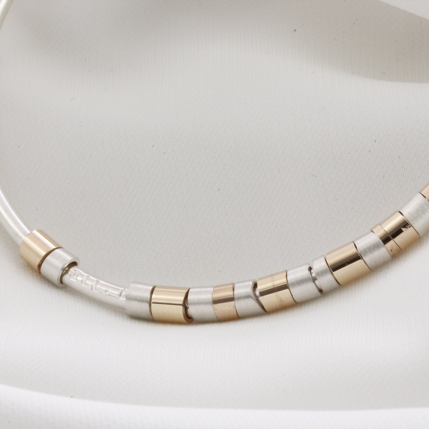 Personalised Hidden Message Bracelet Sterling Silver & 9ct Yellow Gold ...