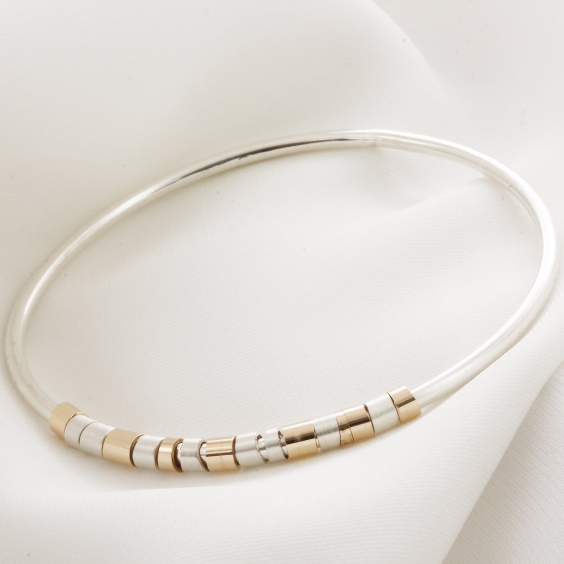 Personalised Hidden Message Bracelet Sterling Silver & 9ct Yellow Gold ...
