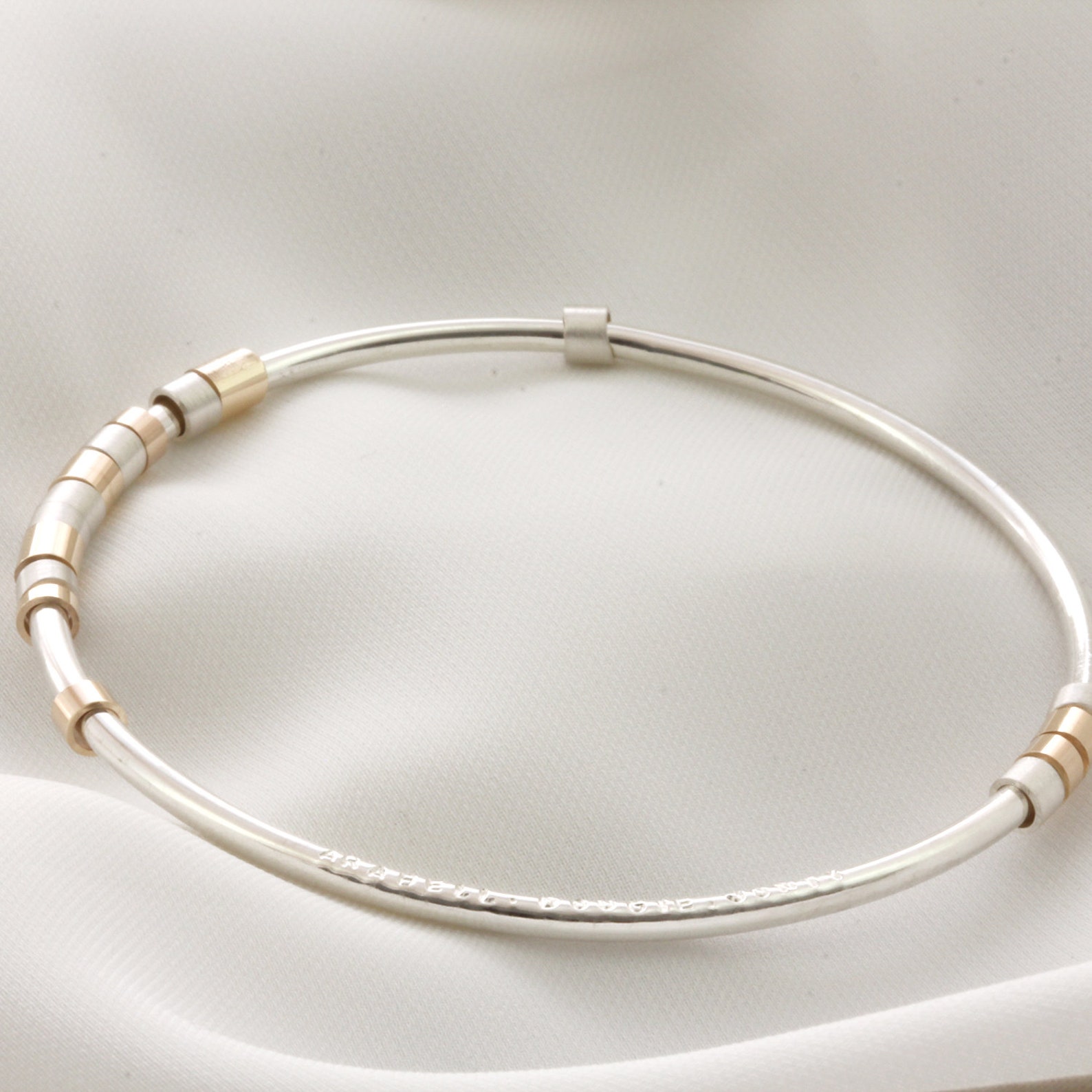 Personalised Hidden Message Bracelet Sterling Silver & 9ct Yellow Gold ...