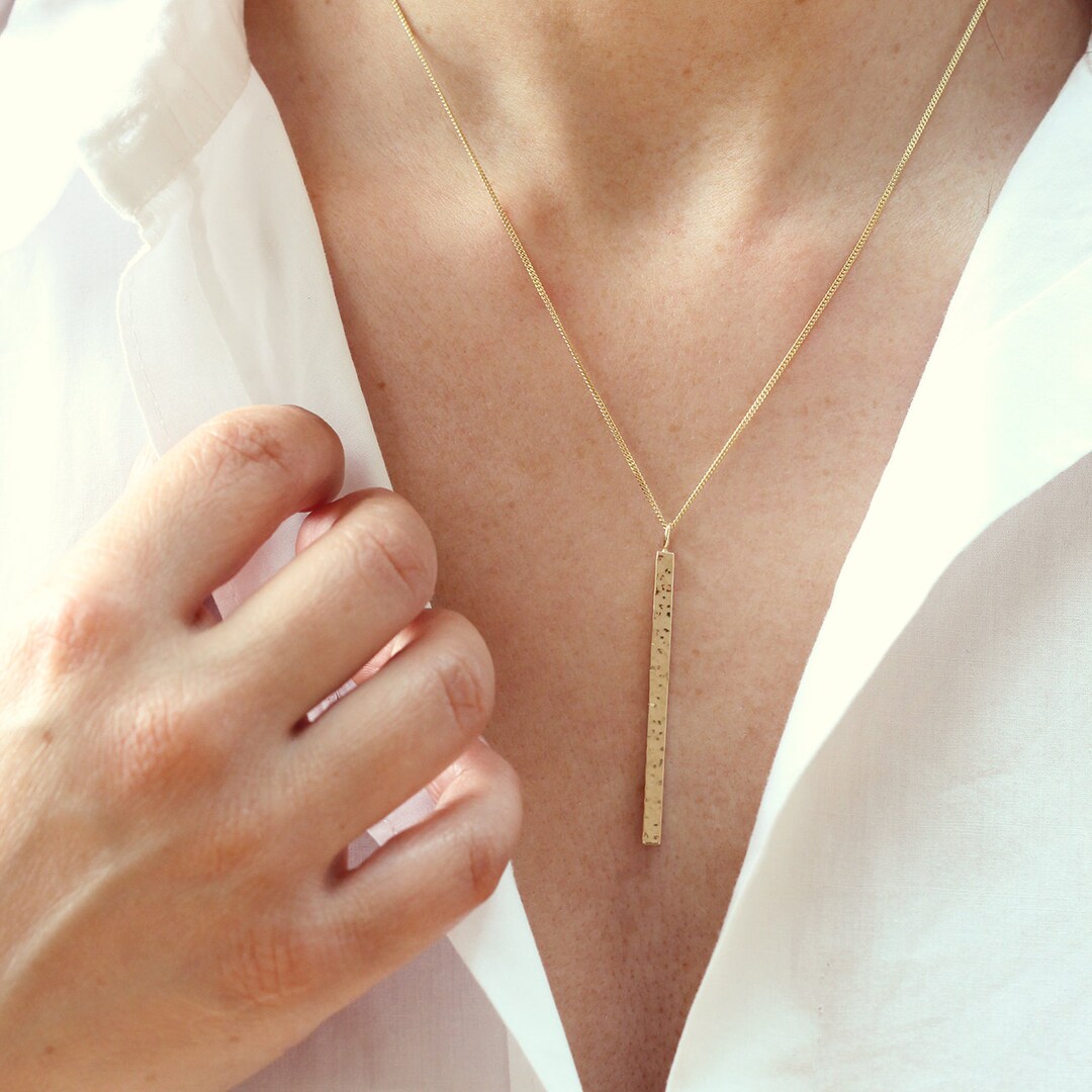 Personalised Gold Necklace | Classic 9ct Gold Bar Necklace | Custom ...