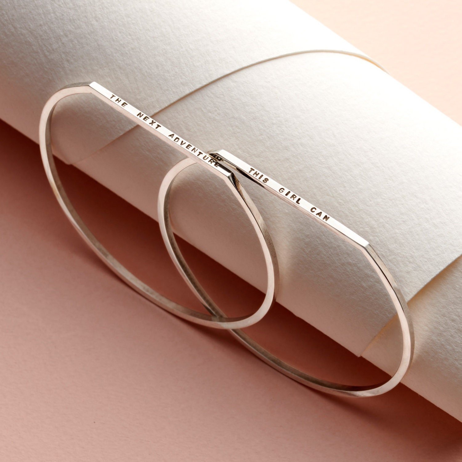 Personalised Handmade Silver Geometric Bangle - Etsy