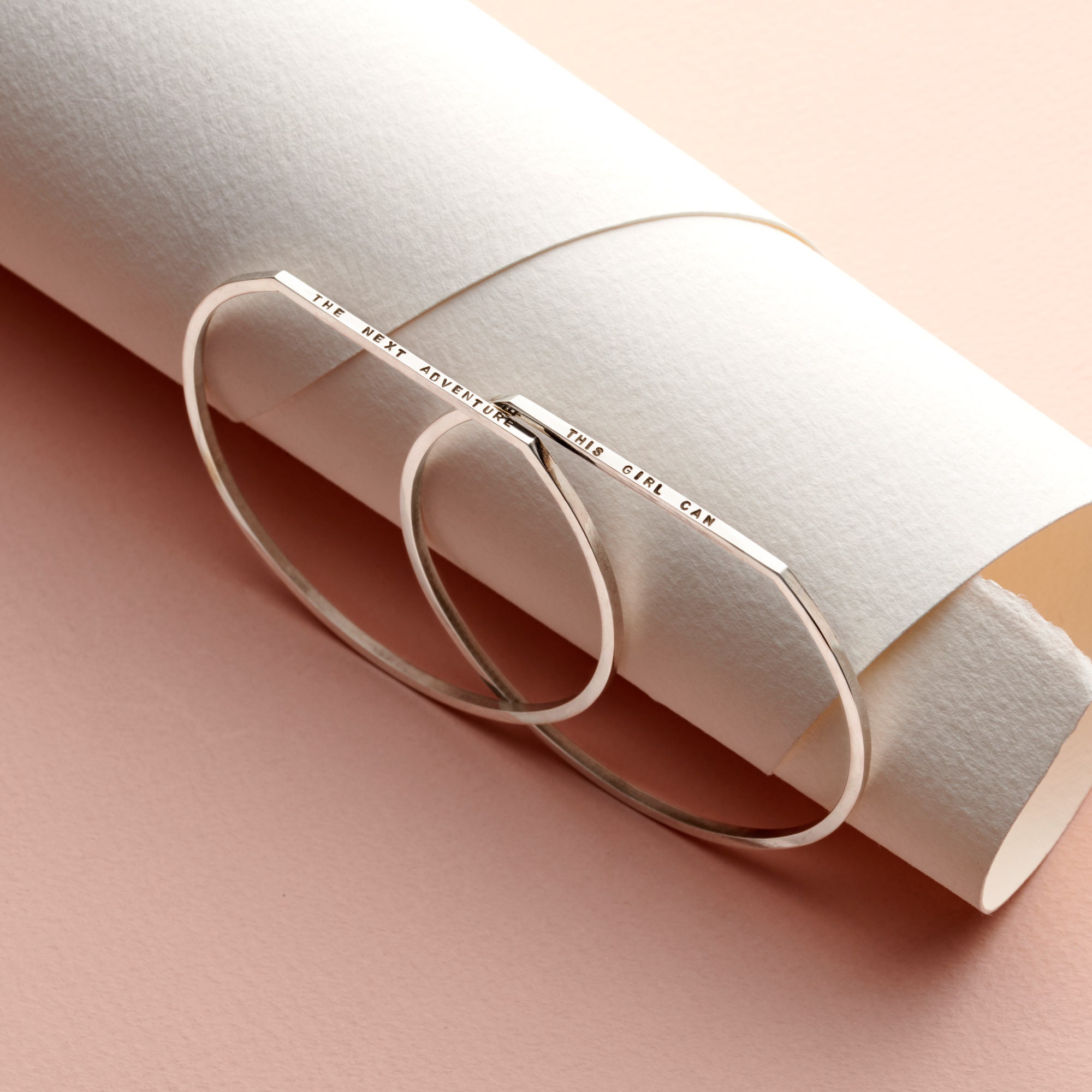 Personalised Handmade Silver Geometric Bangle | Etsy