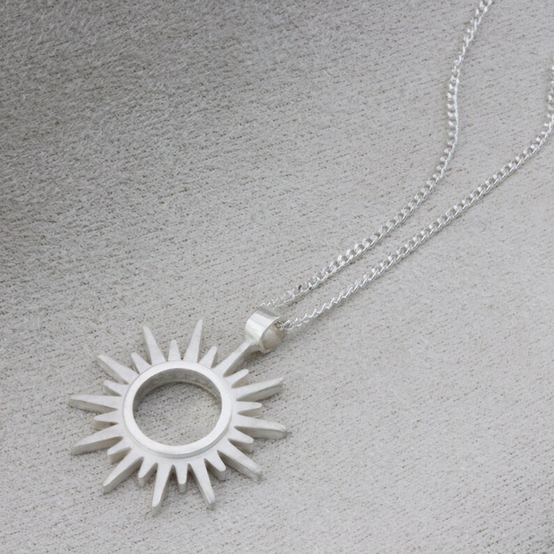 Sterling Silver Solar Sun Necklace | Etsy