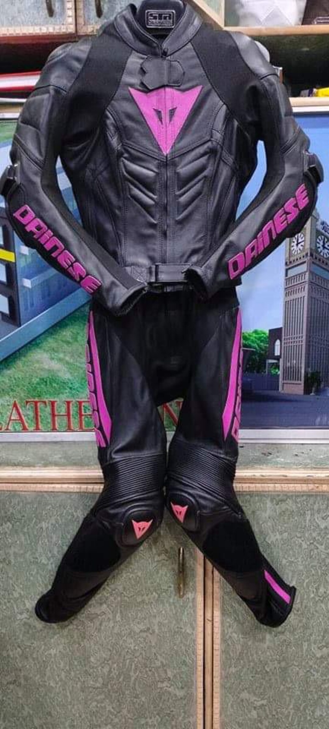 Racing Leather Competition Suit Dainese Ladies Two-piece Black and Pink ...