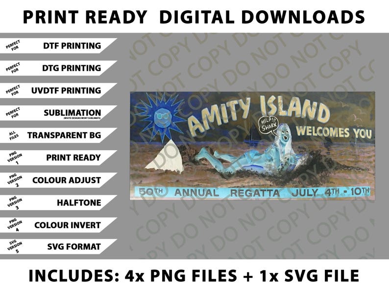 Amity Island, Jaws Shark Movie Png Bundle, SVG Files, Digital Downloads ...